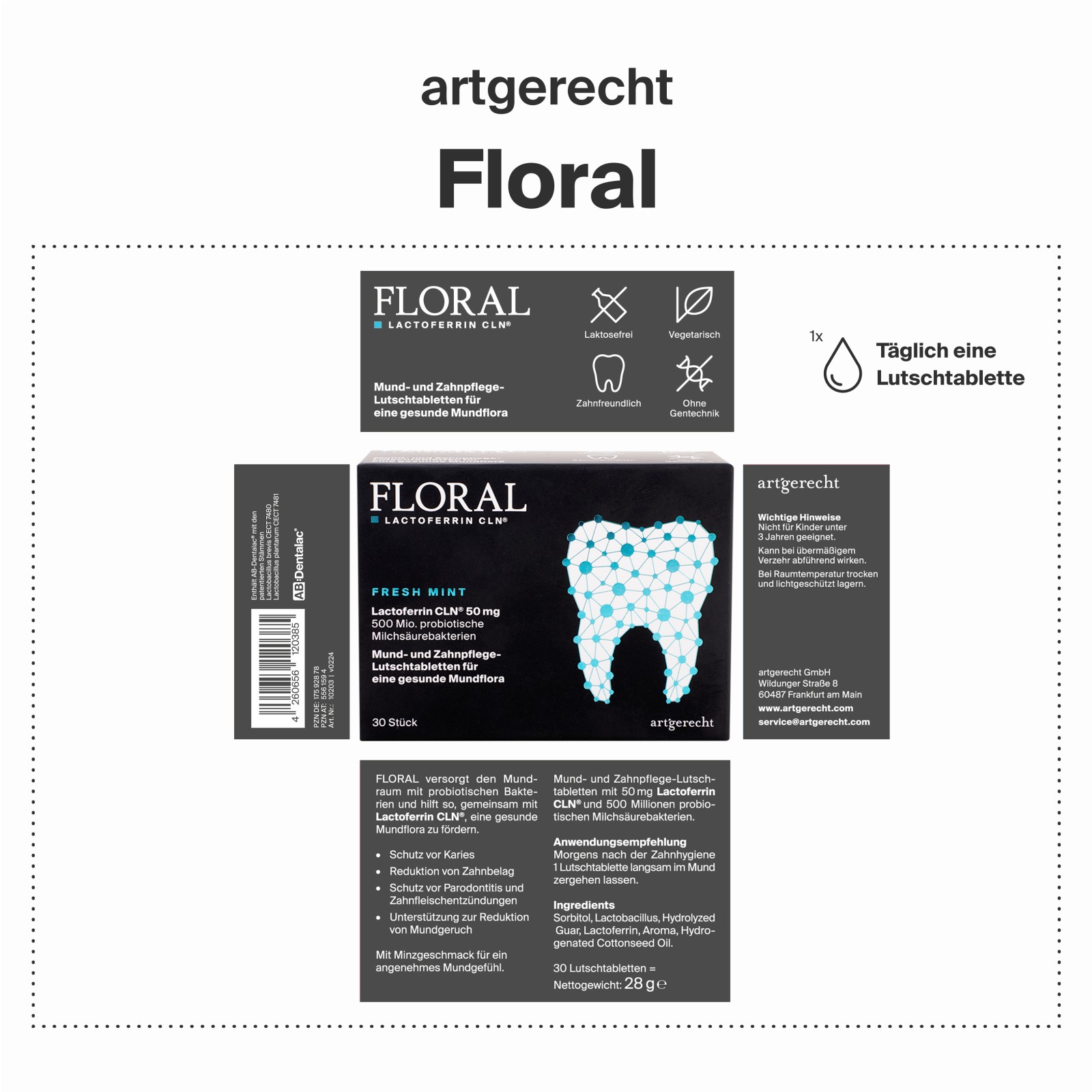 Floral Dentalac® | Zahnprophylaxe Lutschtabletten mit CLN®